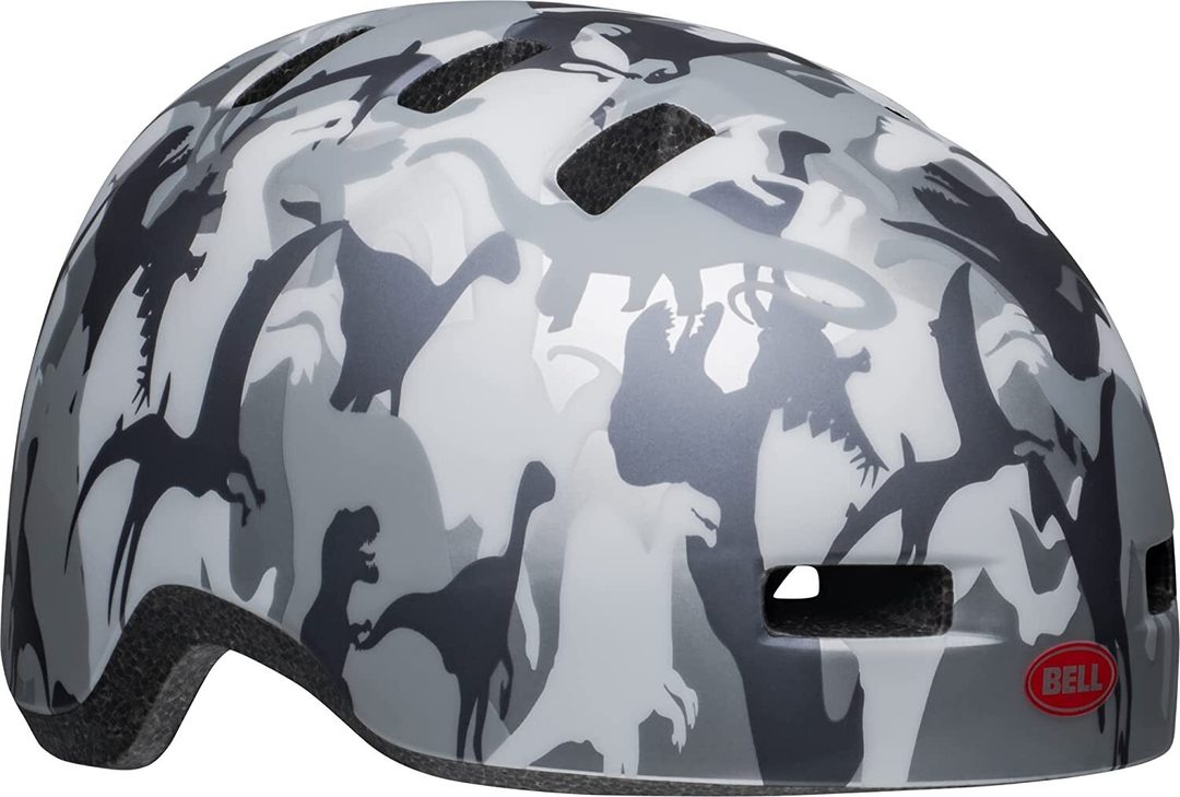 Bell Lil Ripper Checkers Kids Helmet - Camosaurus Matte Grey/Silver ...